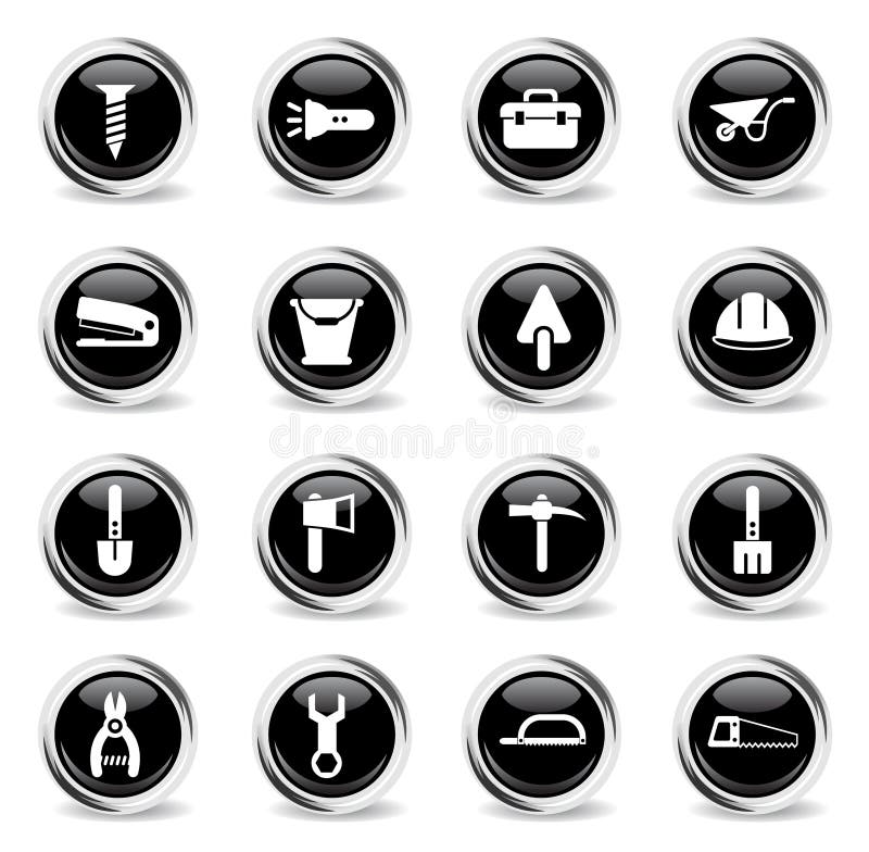 Work tools icon set stock vector. Illustration of shovel - 126269905