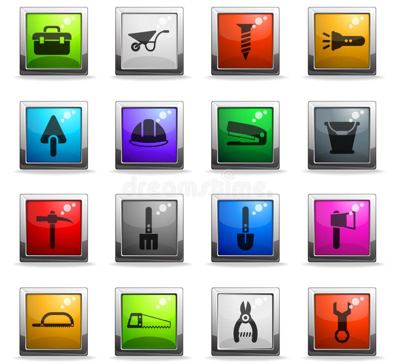 Work tools icon set stock vector. Illustration of pick - 122110245