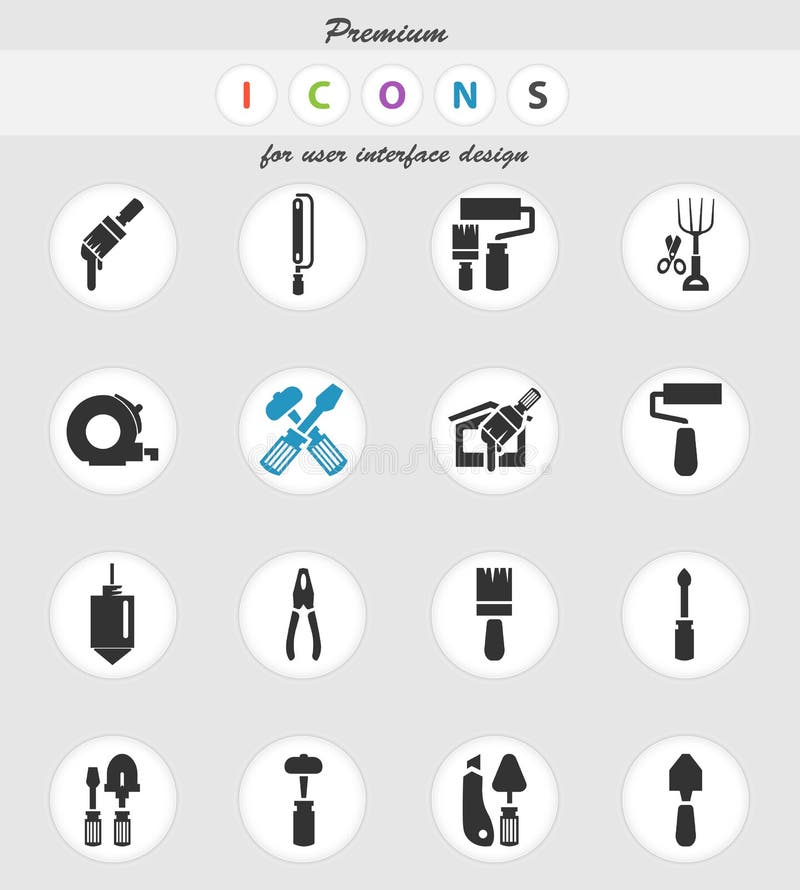 Work tools icon set stock vector. Illustration of brush - 122727581