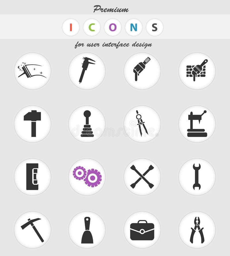 Work tools icon set stock vector. Illustration of pallet - 123121853