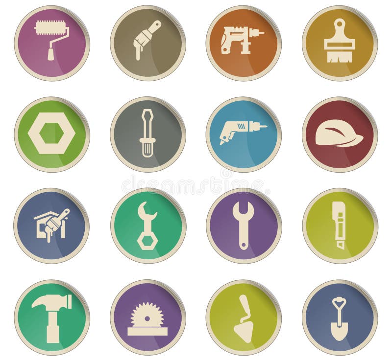 Work tools icon set stock vector. Illustration of drill - 123478179