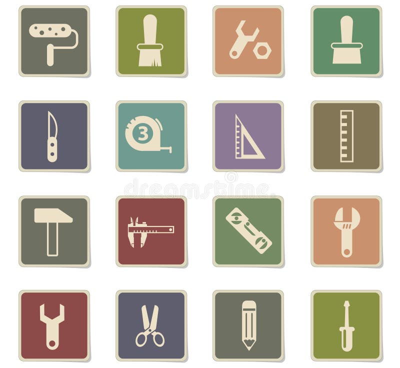 Work tools icon set stock vector. Illustration of scissors - 121860497