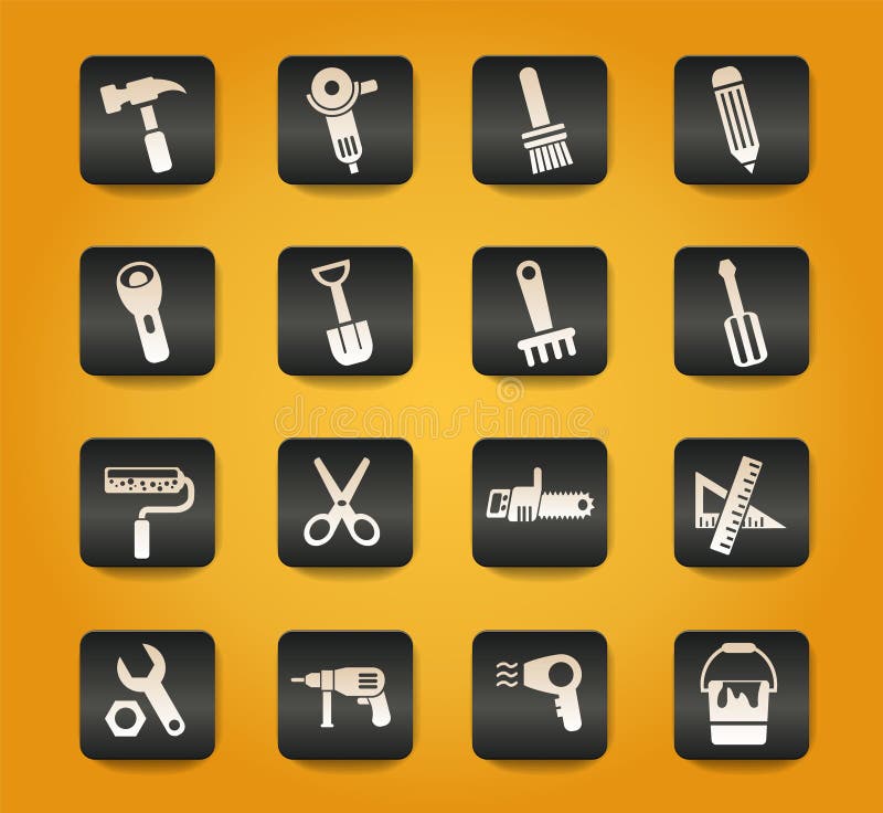 Work tools icon set stock vector. Illustration of impeller - 242995249