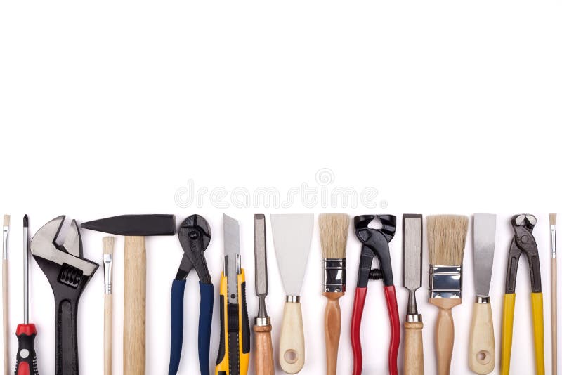 Work Tools on White Background. Stock Image - Image of employment ...