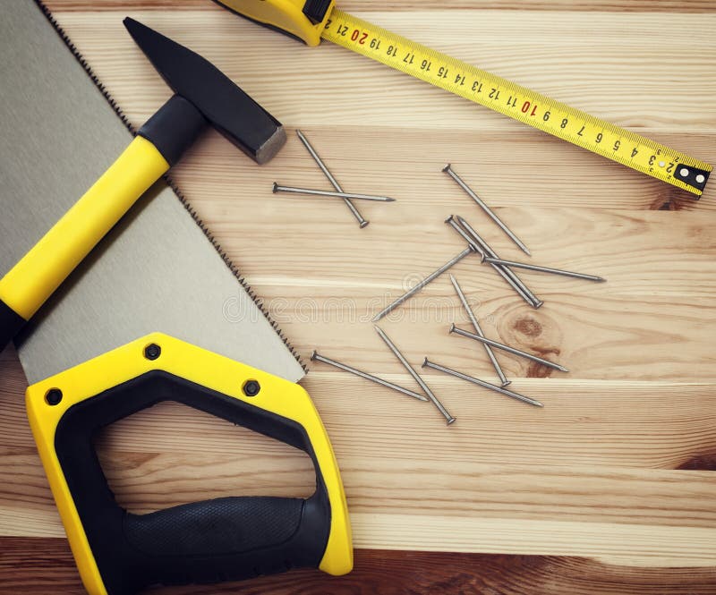 Work tools on wood stock image. Image of people, material - 39360903
