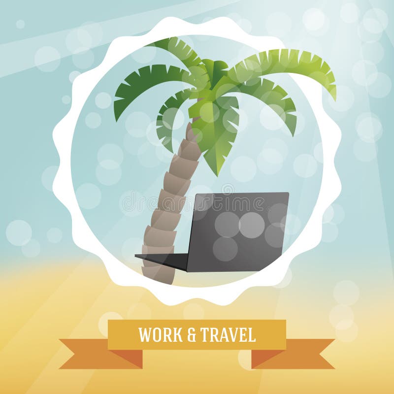 Work and Travel Illustration Stock Vector - Illustration of notebook ...