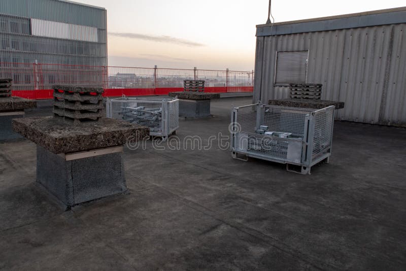 Work is Underway on the Roof Stock Photo - Image of rigger, engineer ...