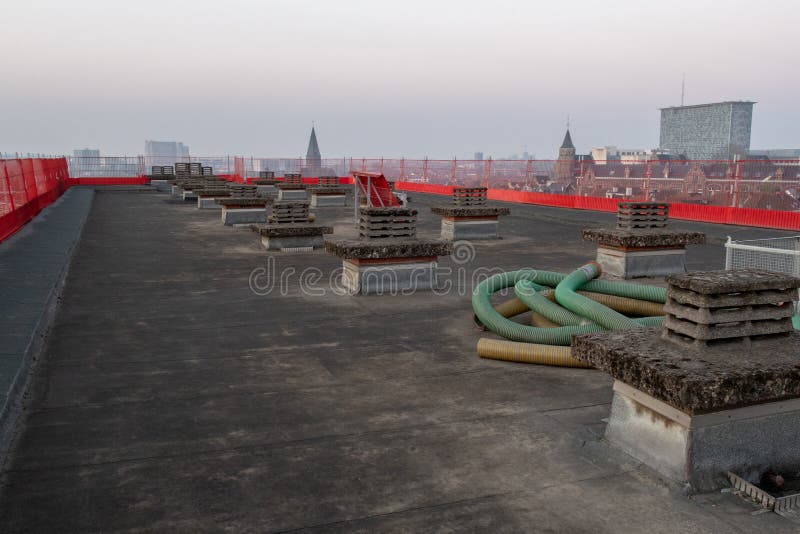 Work is Underway on the Roof Stock Photo - Image of rigger, structure ...