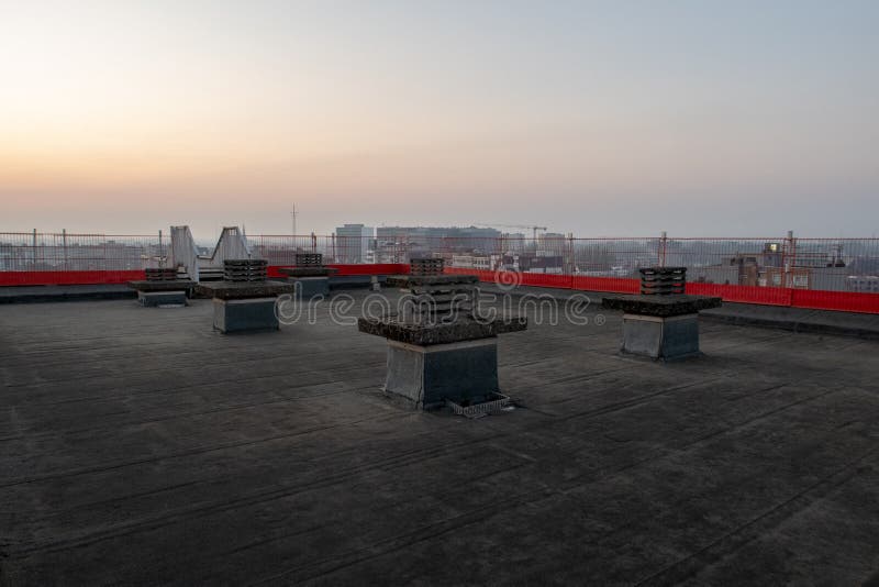 Work is Underway on the Roof Stock Image - Image of business, building ...