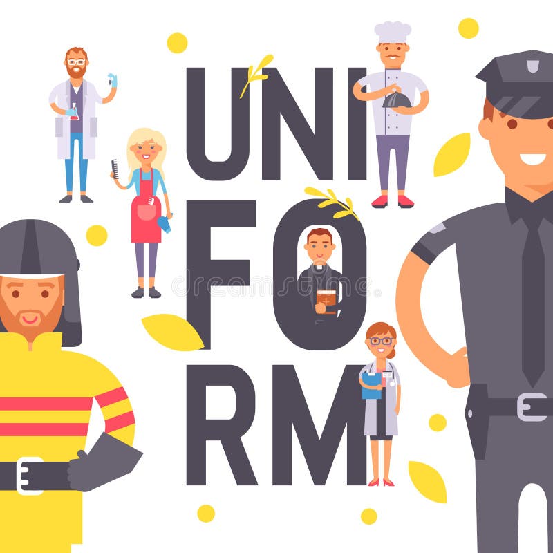 Work Uniform Banner Web Design Vector Illustration. People of Different ...
