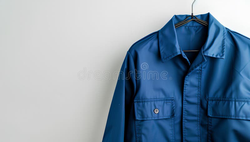Work Uniform on a Hanger on a White Background. Space for Text Stock ...