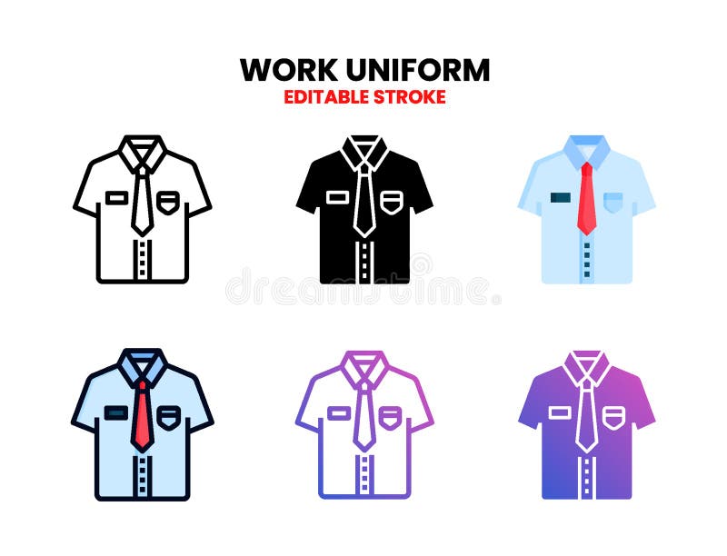 Work Uniform Icon Set with Different Styles. Stock Vector ...