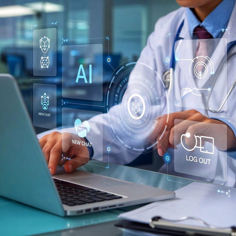 Work that Uses Technology and AI Stock Photo - Image of tech, work ...