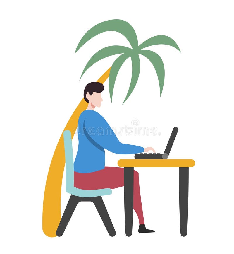 Work on Vacation Concept on Transparent Background, Flat Design Vector ...