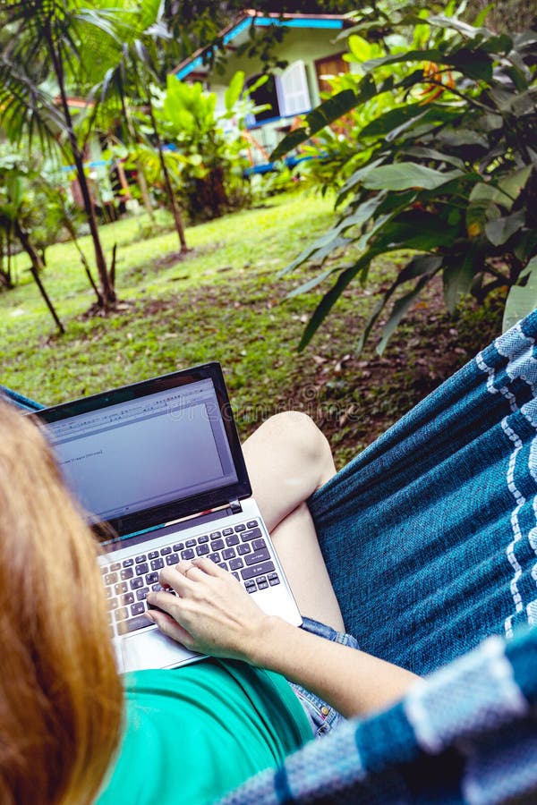 Work on vacation stock image. Image of business, nature - 112524337