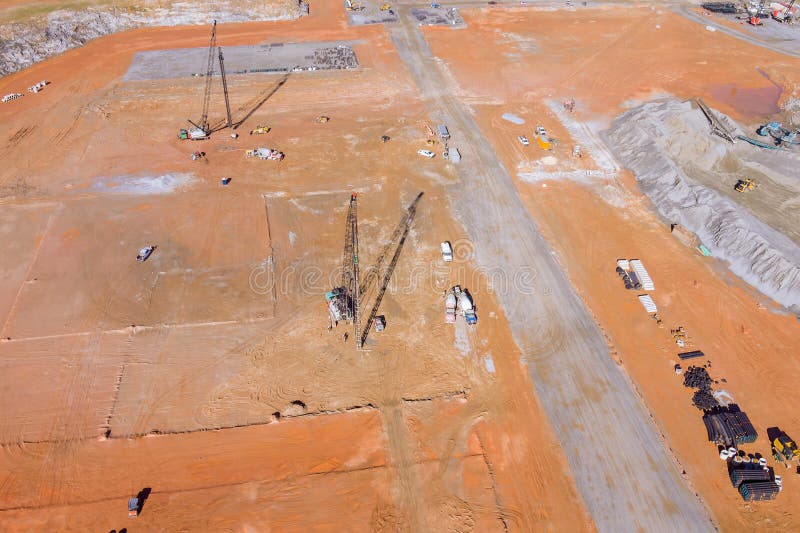 Work on Vertical Piling Foundations Using a Truck Mounted Pump on a ...