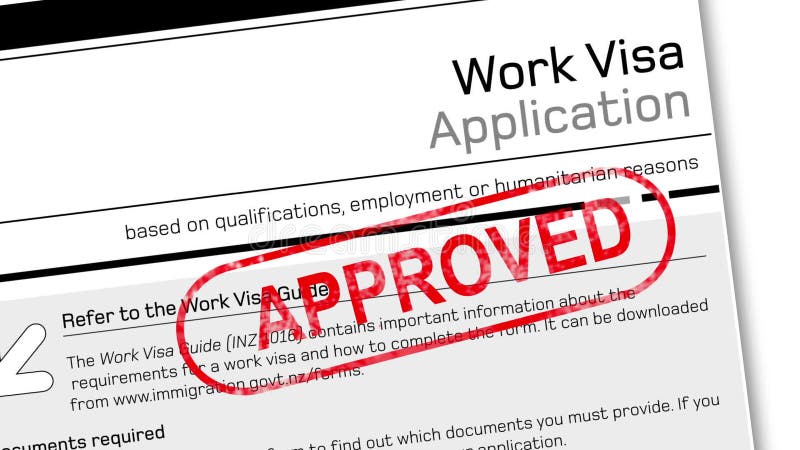 Work Visa Application Document for Temporary Stay with Approved Stamp ...