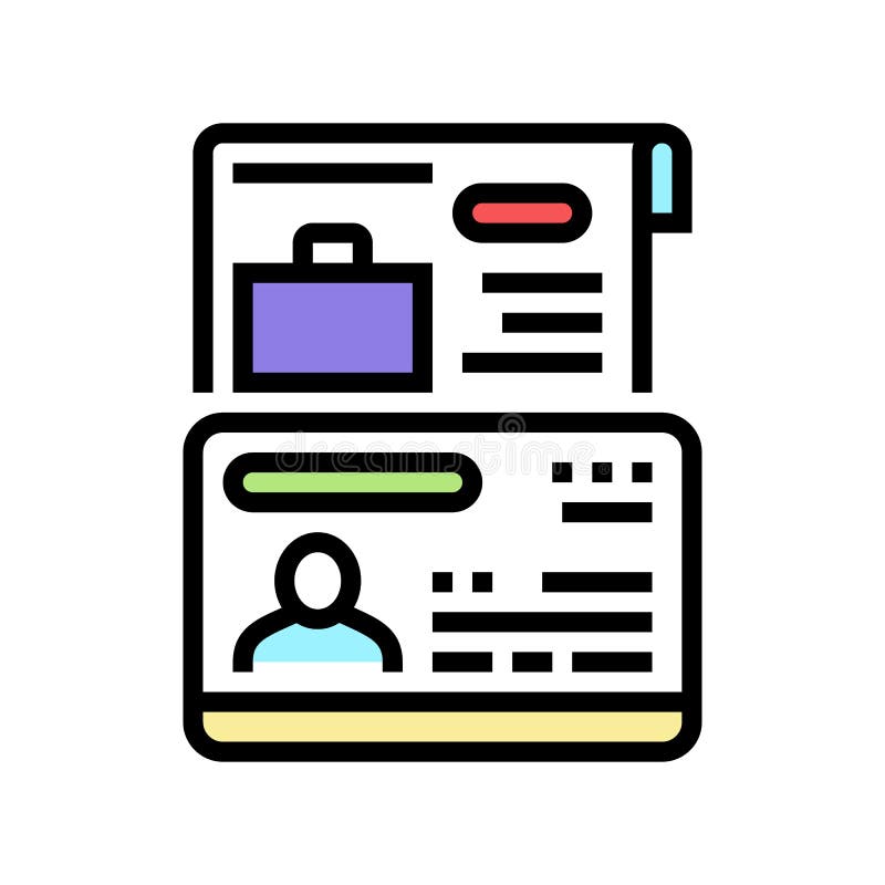 Work Visa Color Icon Vector Illustration Stock Vector - Illustration of ...