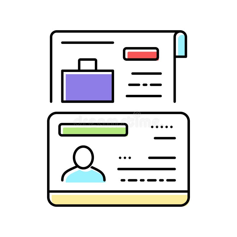 Work Visa Color Icon Vector Illustration Stock Vector - Illustration of ...