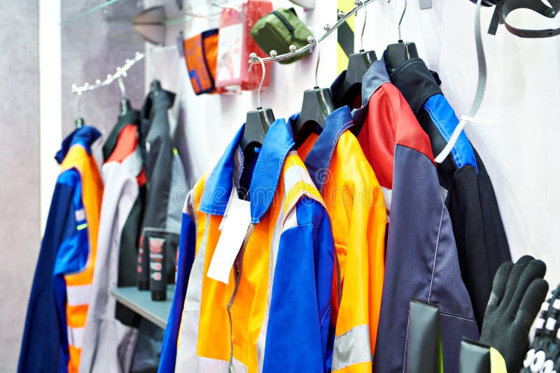 Work Wear for Road Workers in Store Stock Image - Image of danger ...
