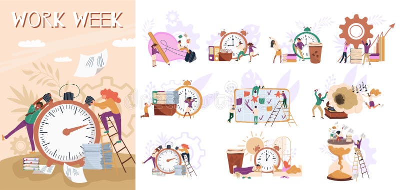 Work Week Composition Set stock vector. Illustration of object - 293795385