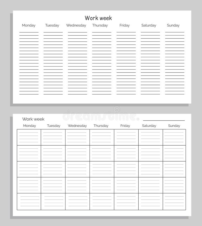 Work Week Different Tables on Vector Illustration Stock Vector ...