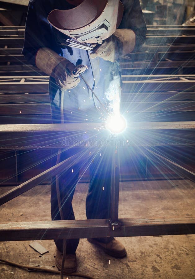 Work a Welding Workers in Factories Stock Image - Image of electric ...