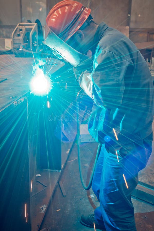 Work a Welding Workers in Factories Stock Image - Image of protection ...