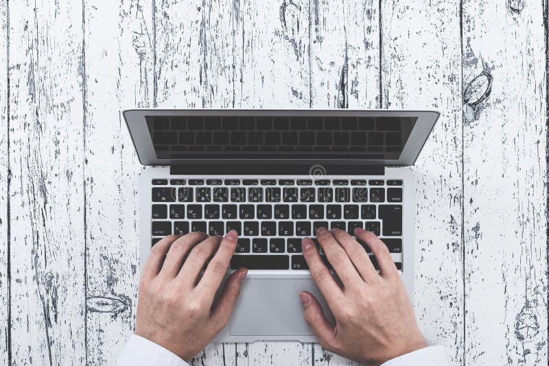 Work with a White Wooden Desk and Personal Computer Stock Image - Image ...
