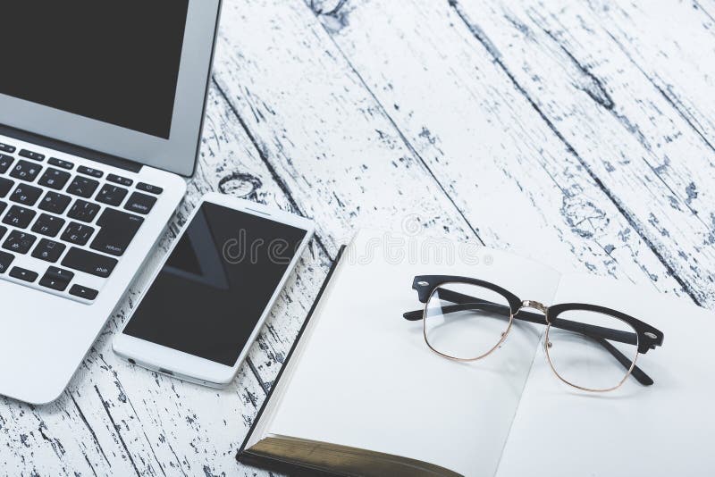 Work with a White Wooden Desk and Personal Computer Stock Image - Image ...