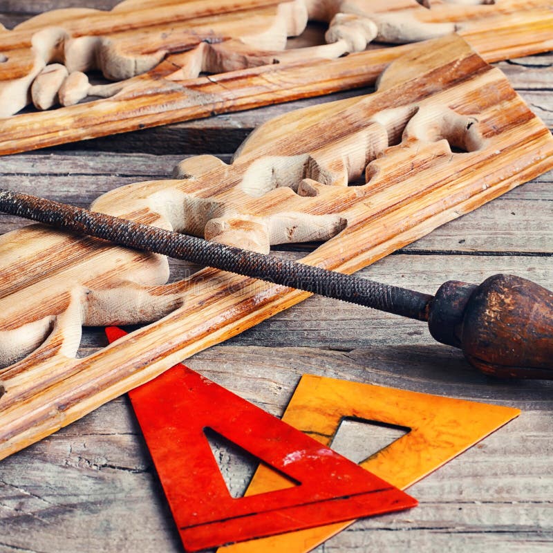 Work on wood stock photo. Image of carve, carpenter, chisel - 67680720