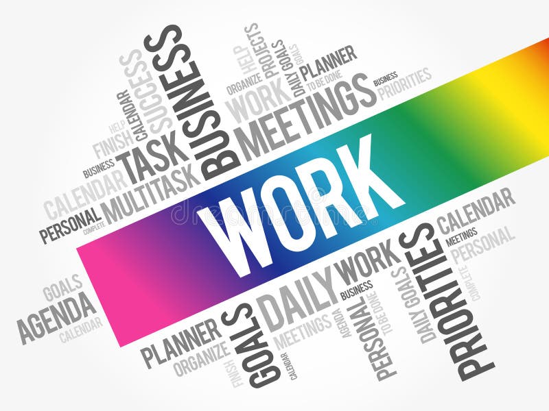 WORK word cloud collage stock illustration. Illustration of strategy ...