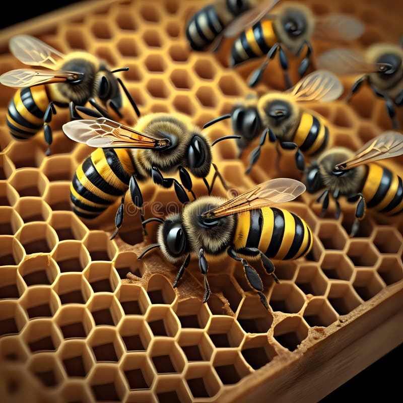 The Work of Young Bees in the Hive - Generated by Ai Stock Illustration ...