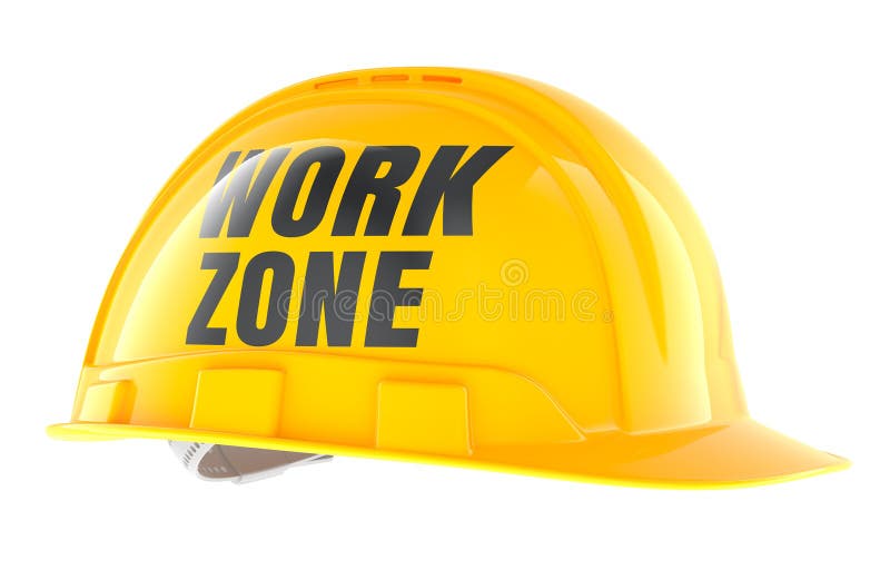 Work Zone Concept with Orange Construction Helmet. 3D Rendering Stock ...