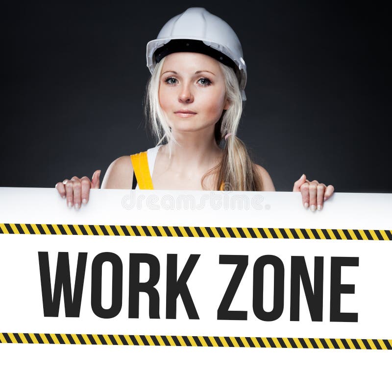 Work Zone Sign Template Board Worker Woman Stock Illustrations – 2 Work ...