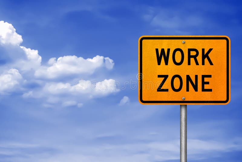 Work Zone - Traffic Sign Information Stock Image - Image of road ...
