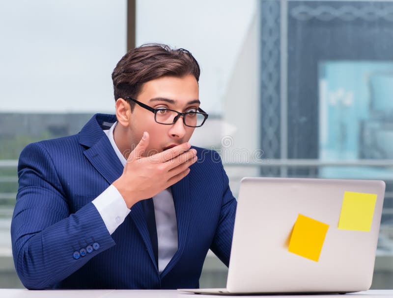 Workaholic Businessman Overworked with Too Much Work in Office Stock ...