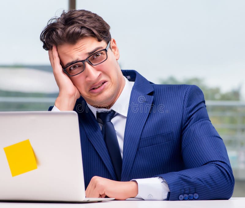 Workaholic Businessman Overworked with Too Much Work in Office Stock ...