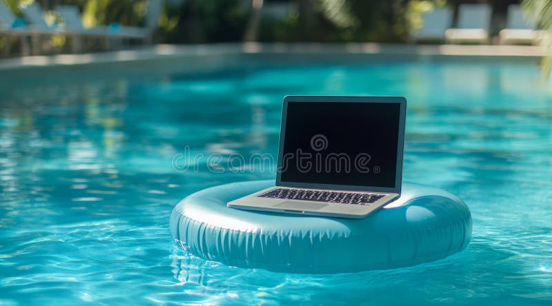 The Workaholic Concept Merges Remote Work, Like Using a Laptop on a ...