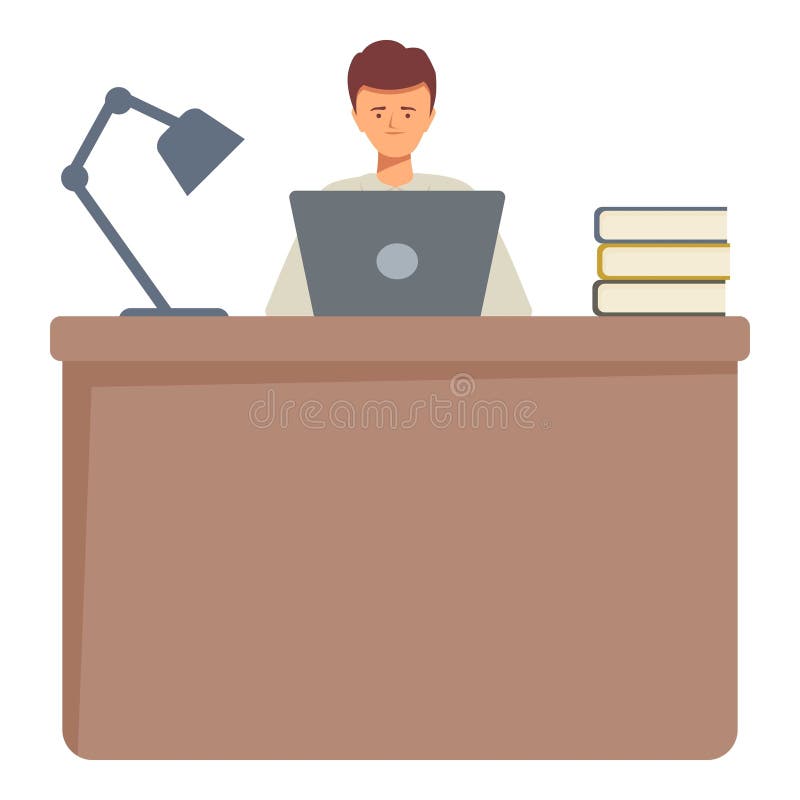 Workaholic Desktop Work Icon Cartoon Vector. Folder Success Stock ...