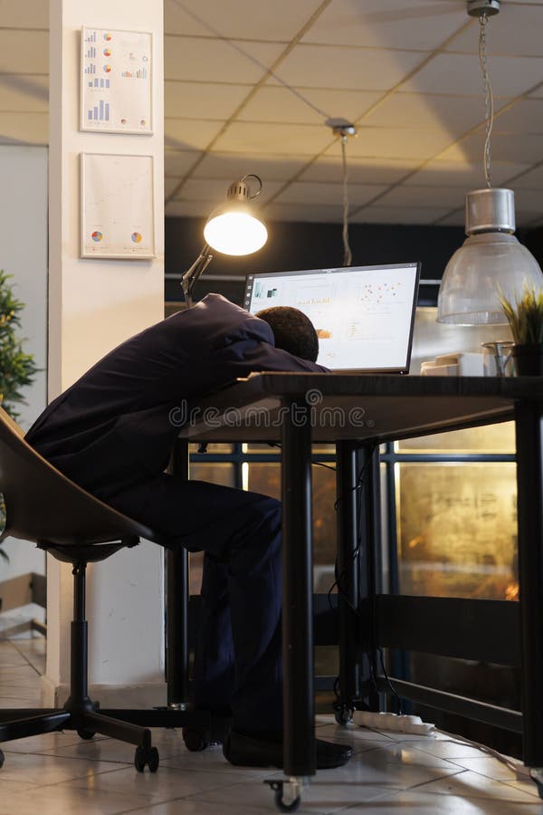 Workaholic Drained Employee Slepping Desk Stock Photo - Image of asleep ...