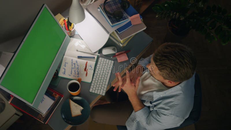Workaholic Person Pressing Mockup Computer Buttons Closeup. Guy Texting ...