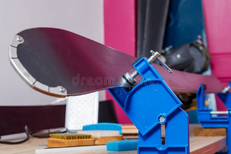 Workbench with Alpine Ski and Tools for Maintenance Stock Photo - Image ...