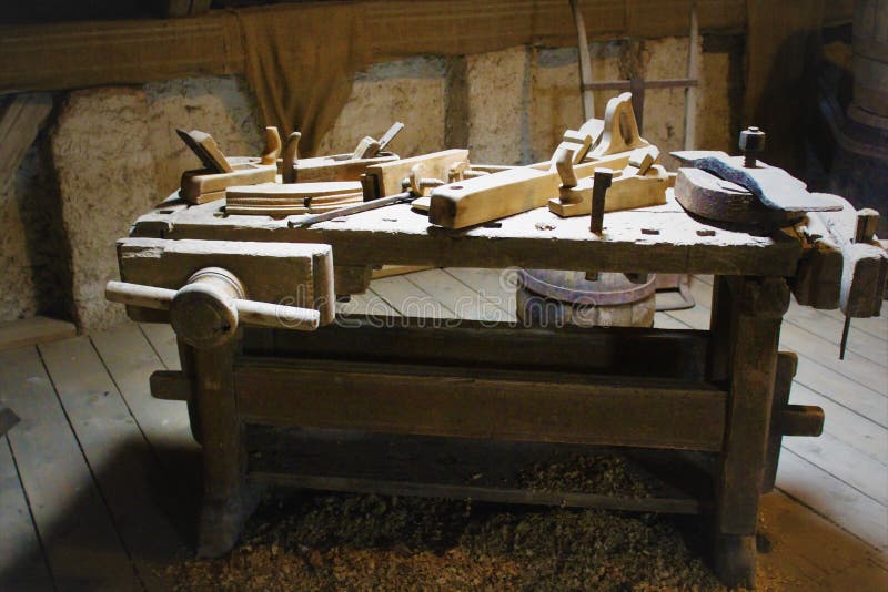 Workbench in attic stock image. Image of handcraft, history - 94267919