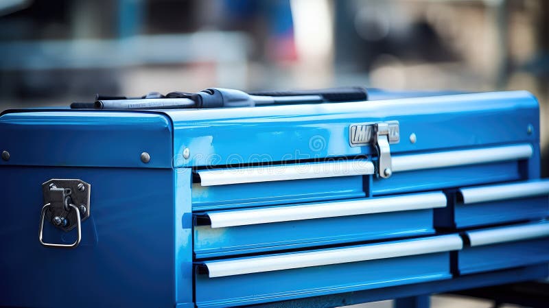 Workbench blue toolbox stock illustration. Illustration of workbench ...