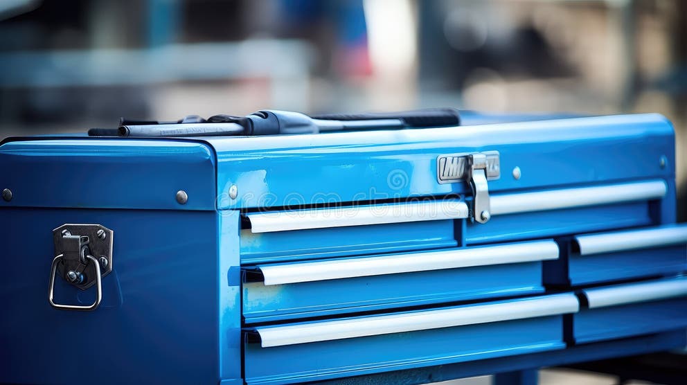 Workbench blue toolbox stock illustration. Illustration of workbench ...