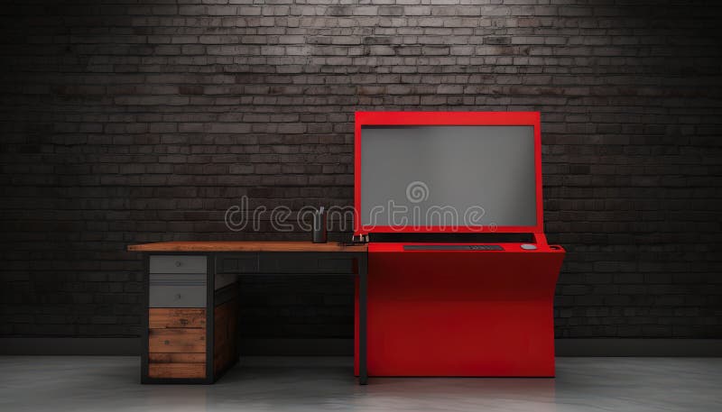 Workbench with Isolated Screen and Empty Space Stock Illustration ...