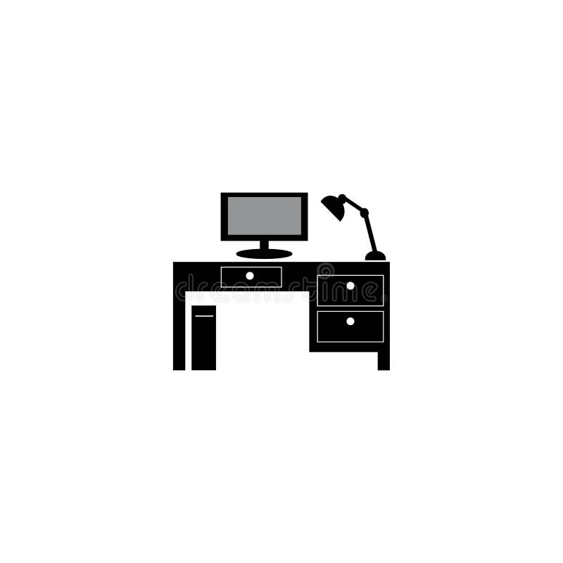 Workbench Computer and Table Vector Design Stock Vector - Illustration ...