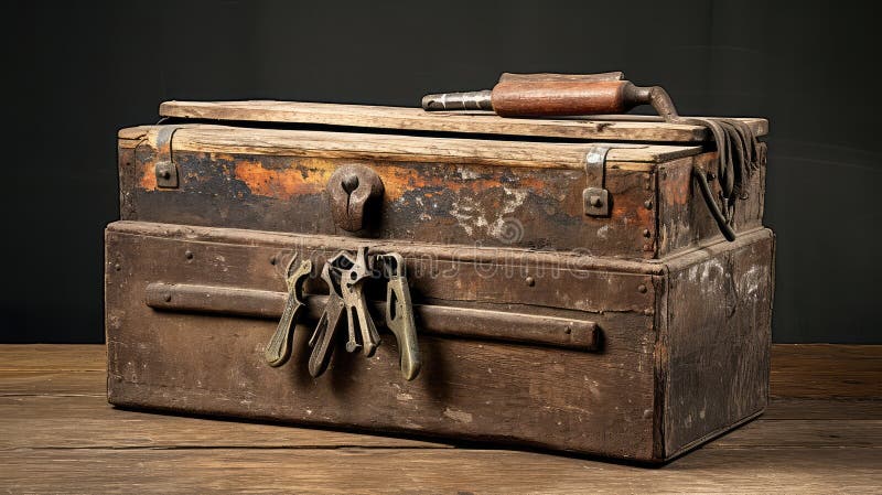 Workbench old tool box stock photo. Image of handles - 375637702