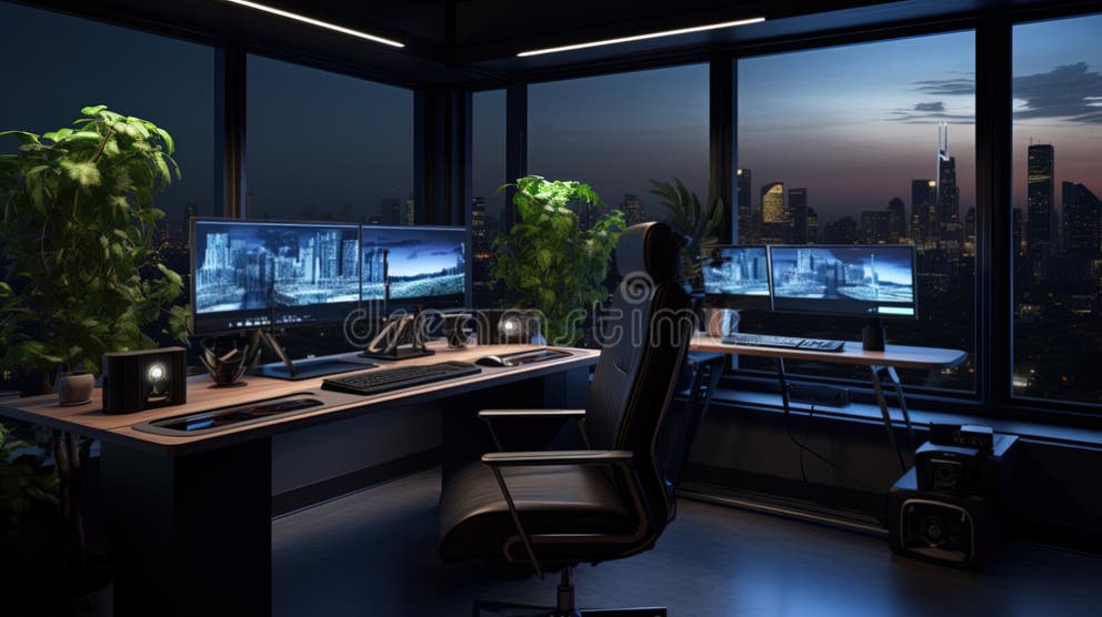 Workbench Room of it Staff High Technology Stock Illustration ...